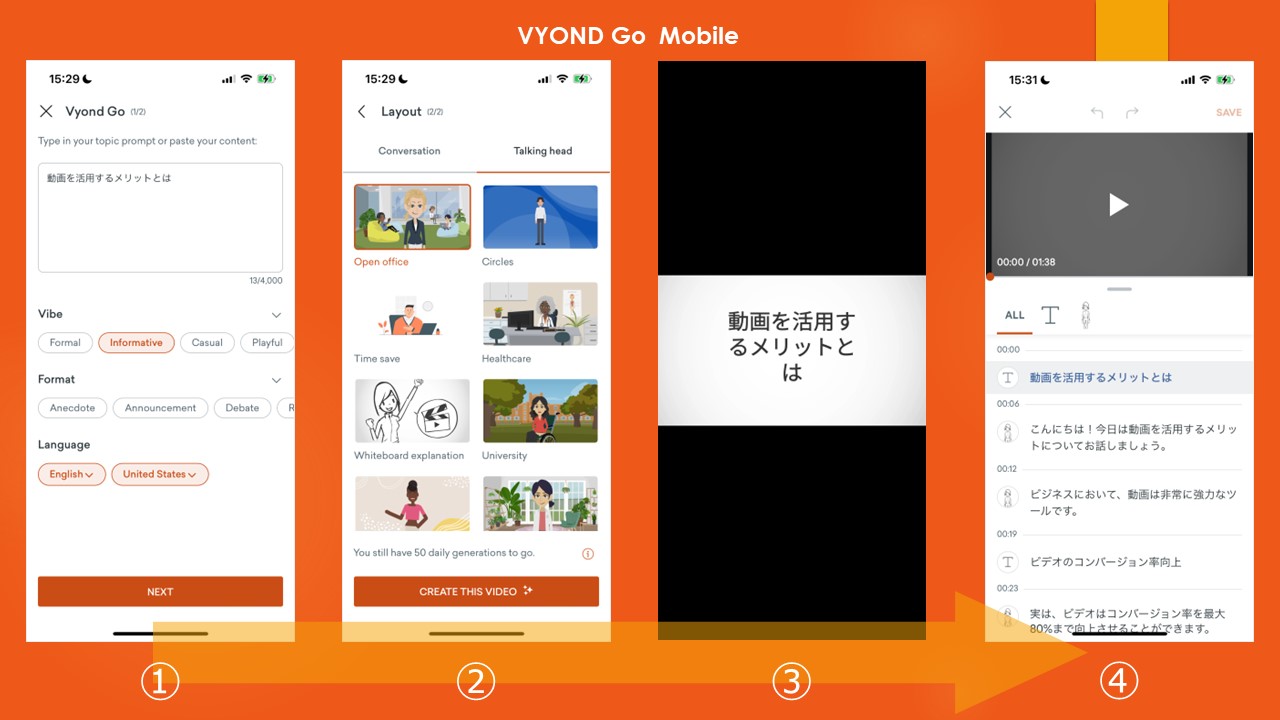 Vyond Mobile スマートフォン向けVYOND – ビジネス向けAI動画ツール VYOND